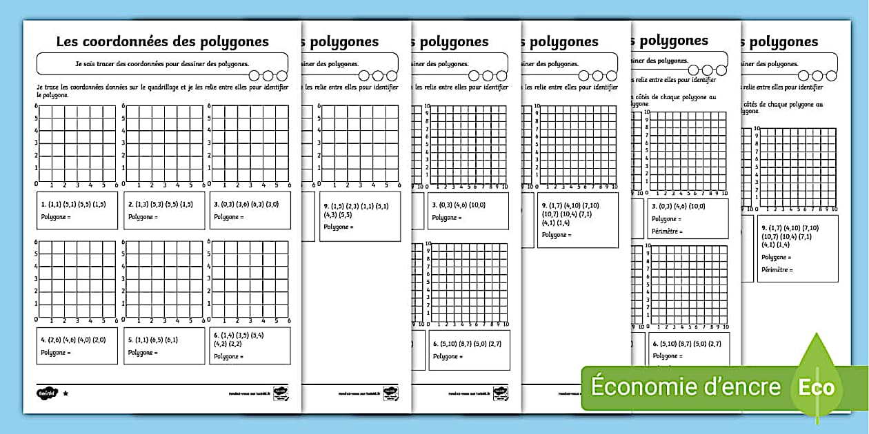 Les coordonnées des polygones - fiches d'activités