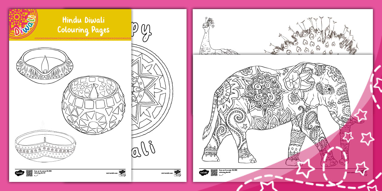 Hindu Diwali Colouring Pages - Twinkl Art (teacher made)