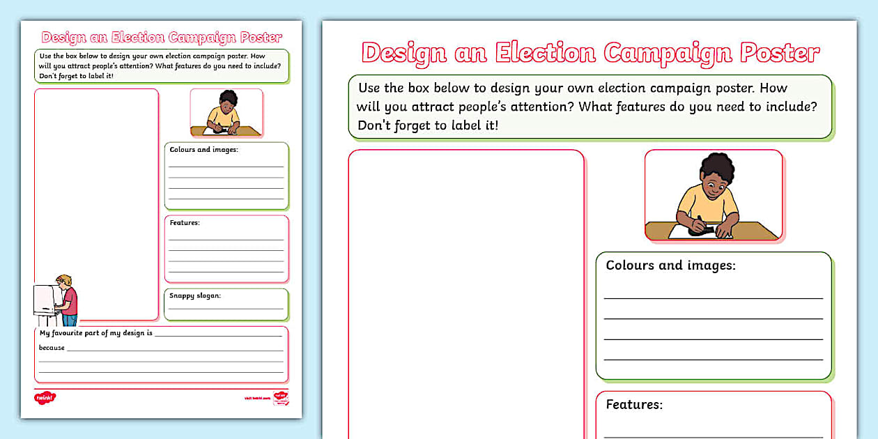 Design an Election Campaign Poster Worksheet (teacher made)