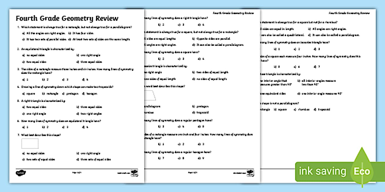 Fourth Grade Geometry Review (teacher made) - Twinkl