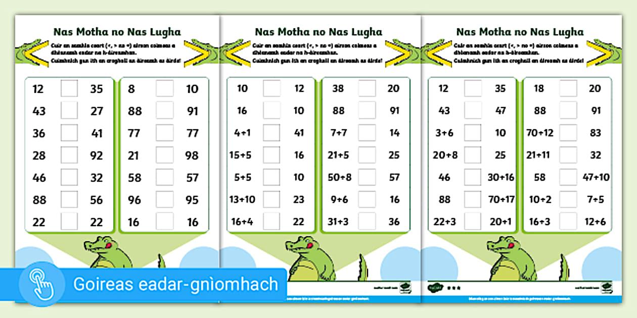 Nas Motha no Nas Lugha – Duilleag-gnìomh (teacher made)