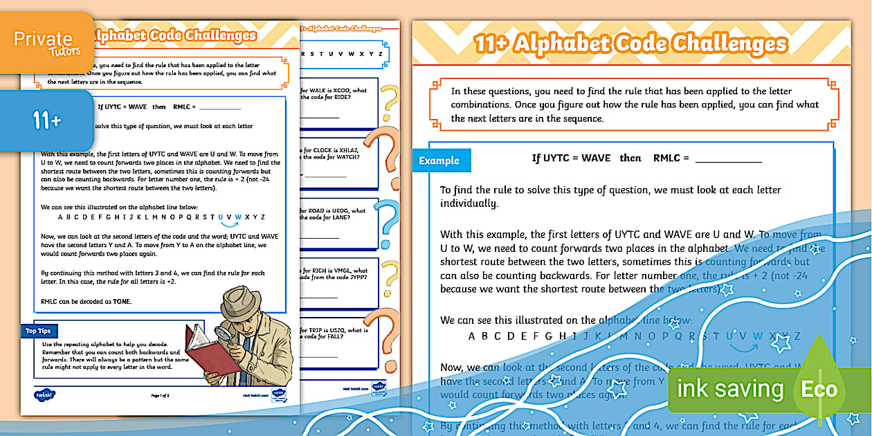 11+ Alphabet Code Challenges (teacher made) - Twinkl