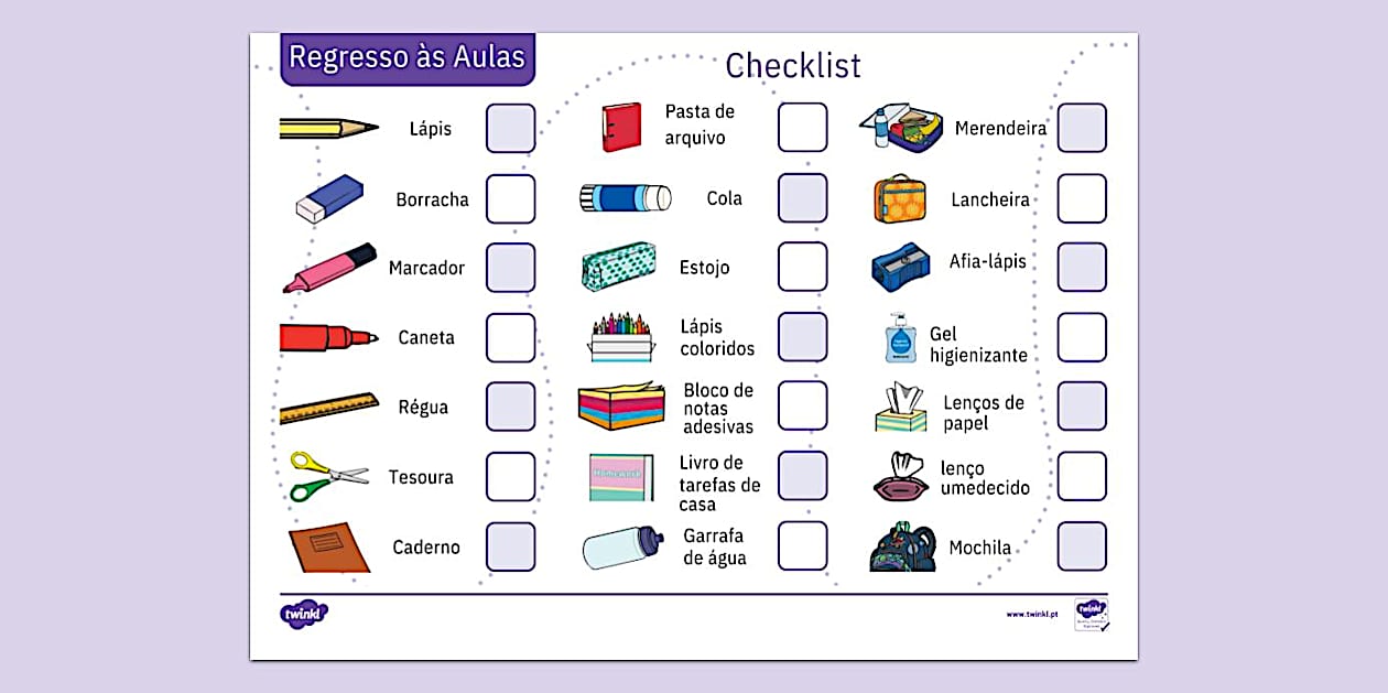 Checklist - Regresso às Aulas (Teacher-Made) - Twinkl