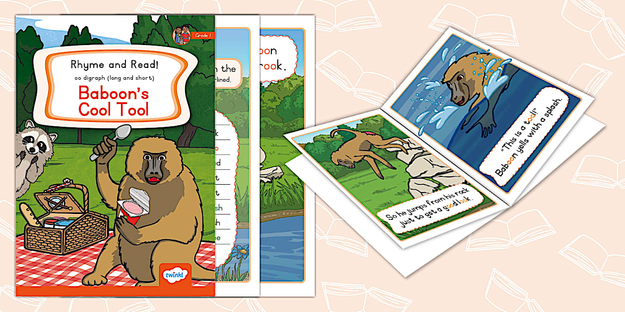 Rhyme and Read Mini Book: Baboon's Cool Tool - Twinkl