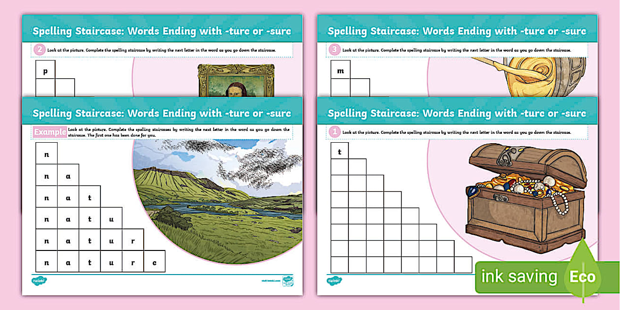 Staircase Spelling Words – -ture and -sure endings – KS2