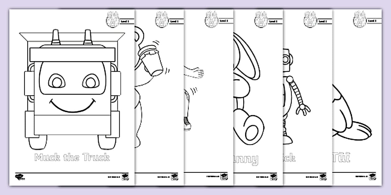 Phonics: Level 1: Character Colouring Pages - Twinkl