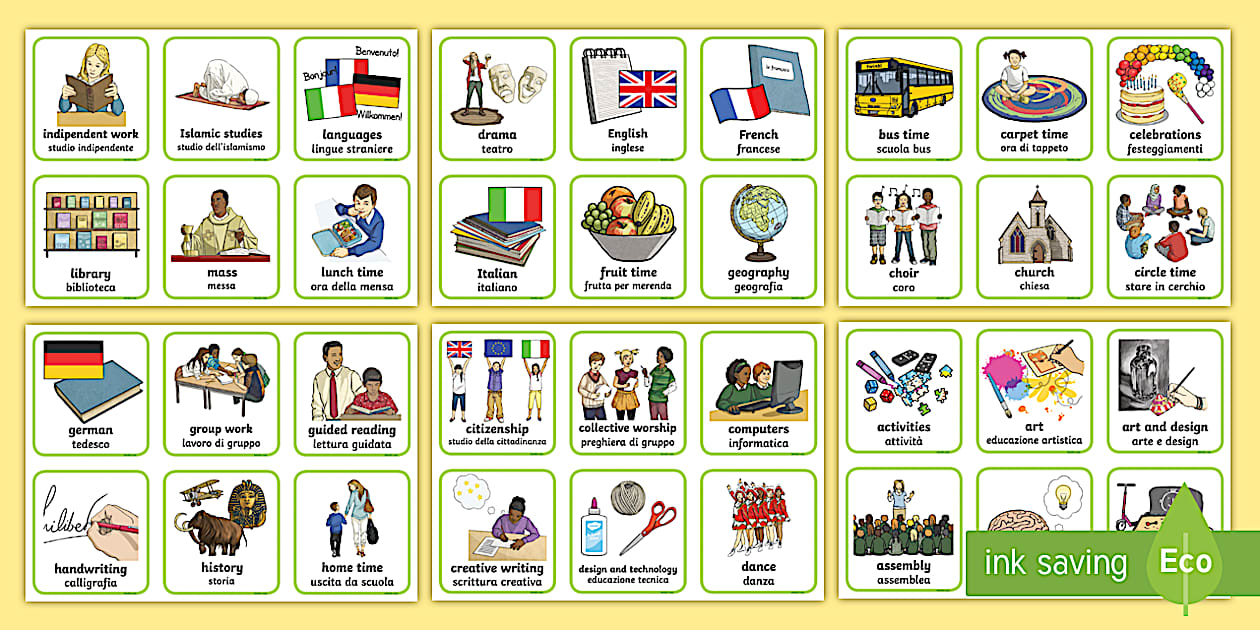 Visual Timetable English/Italian (teacher made) - Twinkl