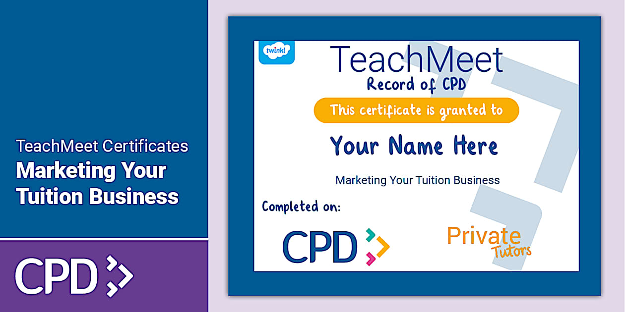 TeachMeet Certificate - Marketing Your Tuition Business