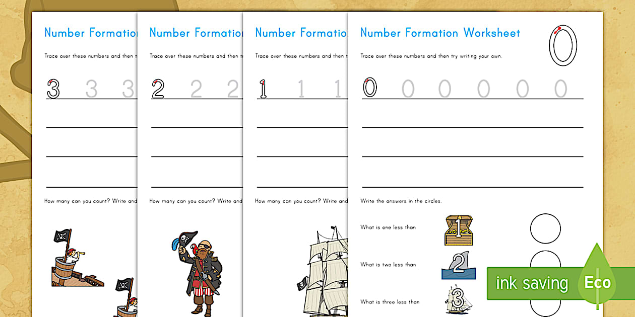 Number Formation Worksheet (Teacher-Made) - Twinkl