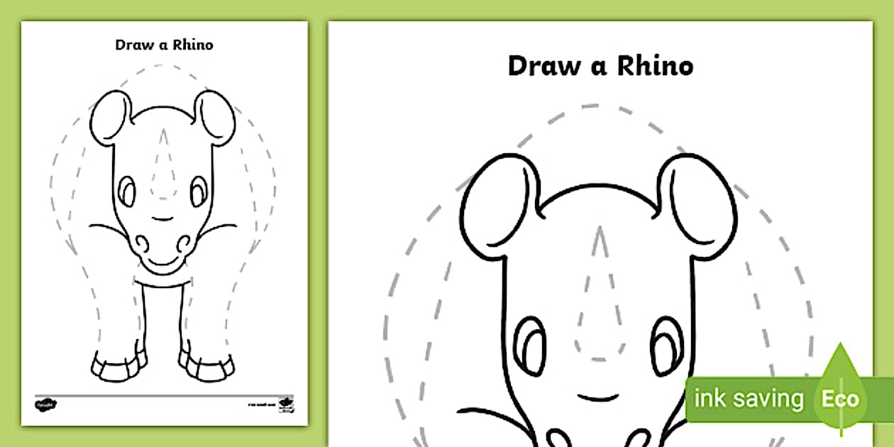 EYFS Draw a Rhino Pencil Control Activity - Twinkl