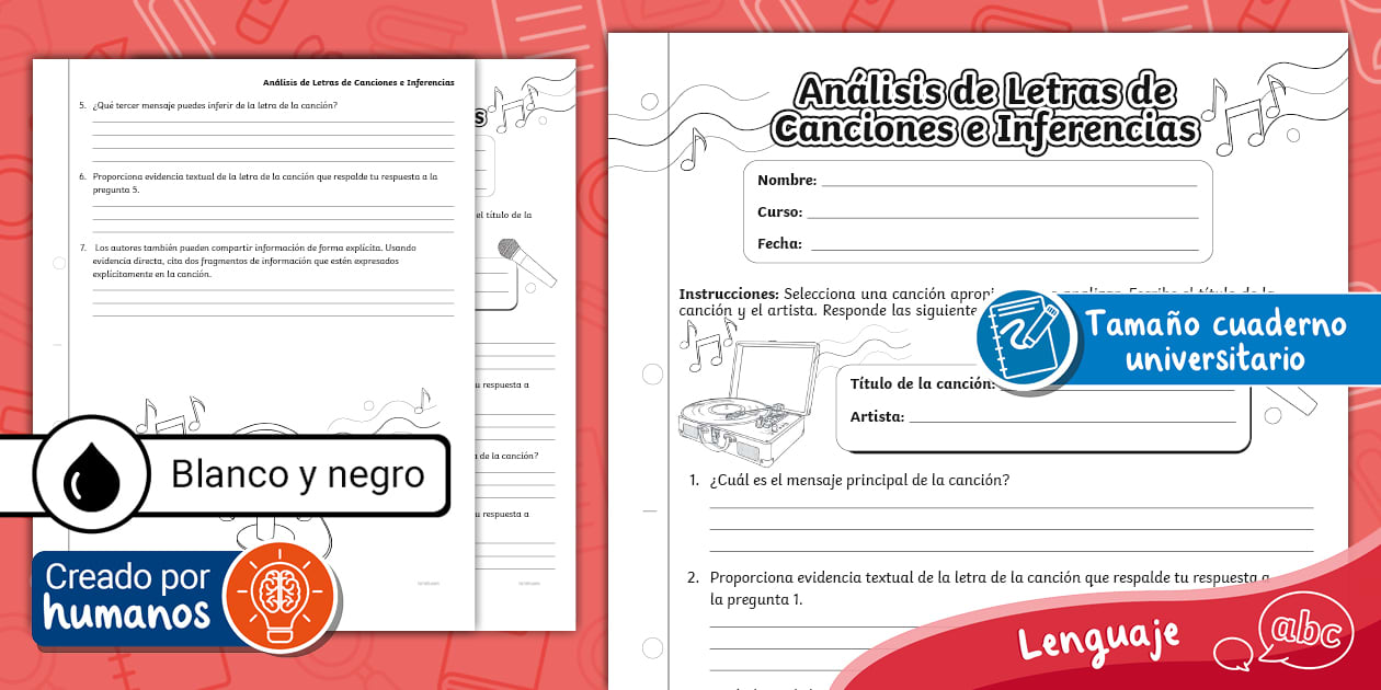 Guía | Análisis | Canciones | Educación Media - Twinkl