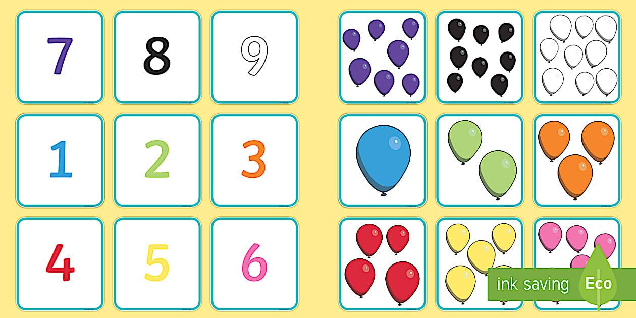 Balloon Match Game | Balloon Themed 1 to 10 Number Activity