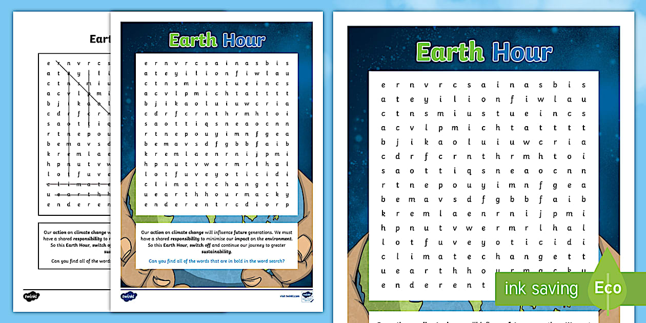 Earth Hour Word Search (teacher made) - Twinkl