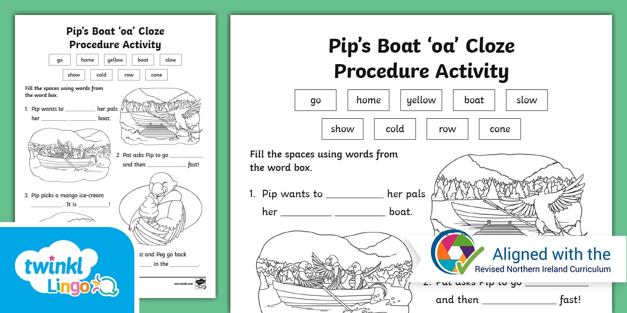 Pip's Boat 'oa' Cloze Procedure Activity (Teacher-Made)