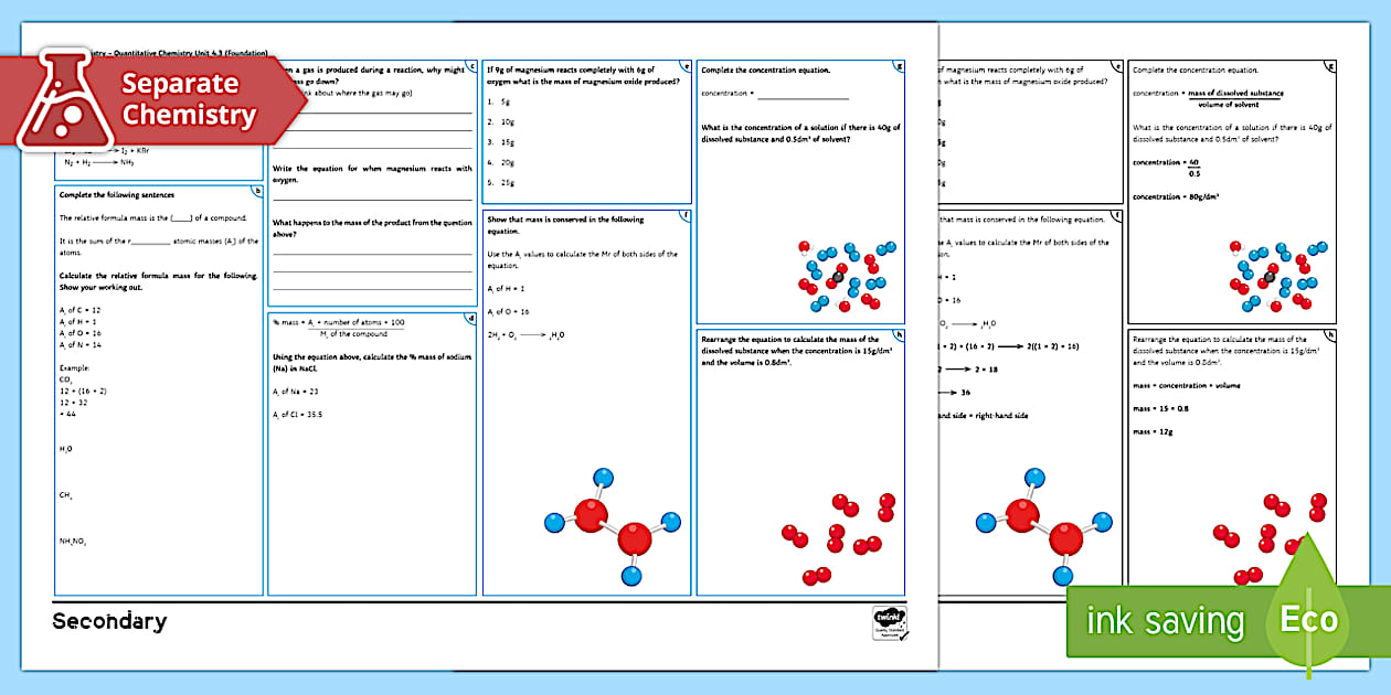 AQA GCSE Chemistry (Separate Science) Unit 3: Quantitative Chemistry