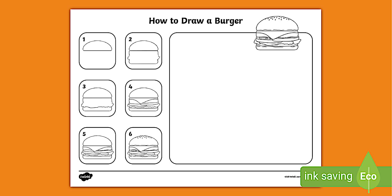 How to Draw a Burger Worksheet | Twinkl Resource - Twinkl