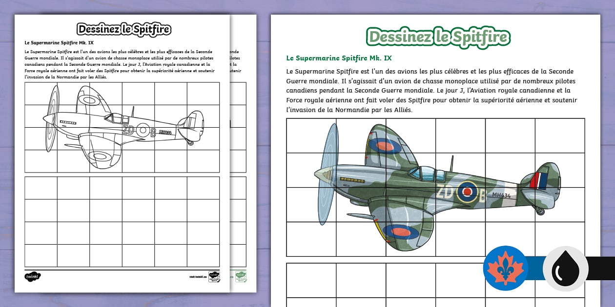 Draw a D-Day Spitfire French (teacher made) - Twinkl