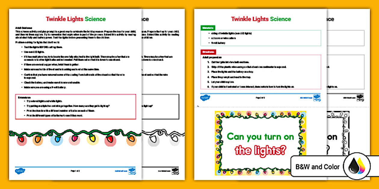 Twinkle Lights Science Activity Worksheet (teacher made)
