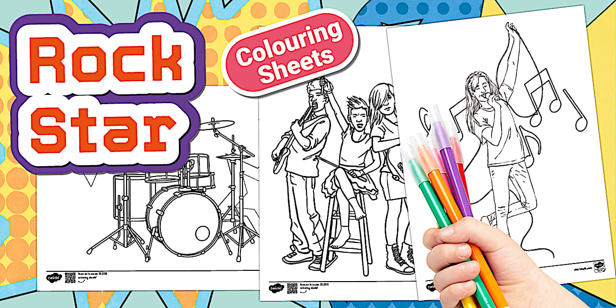 Rock Star Colouring Sheets