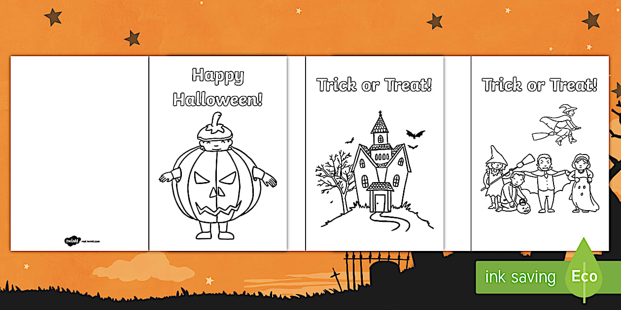 Happy Halloween Colouring Cards | Halloween Colouring