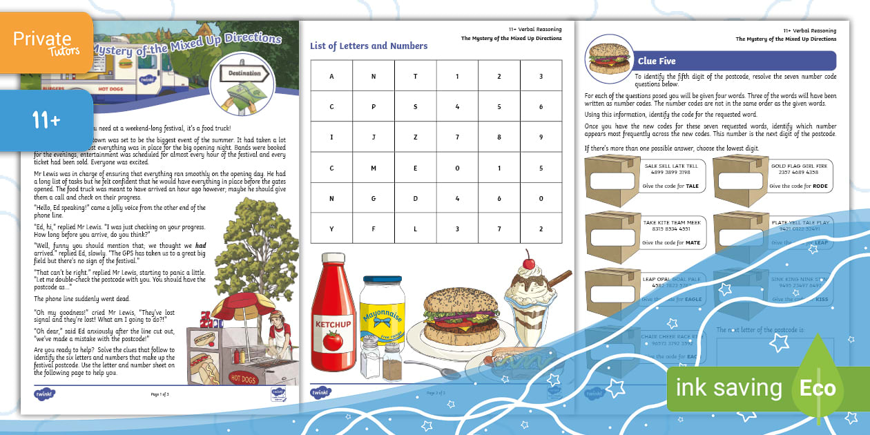 11+ Verbal Reasoning Summer Mystery Challenge Clue Five