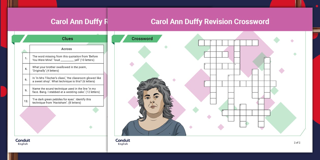 Carol Ann Duffy Revision Crossword