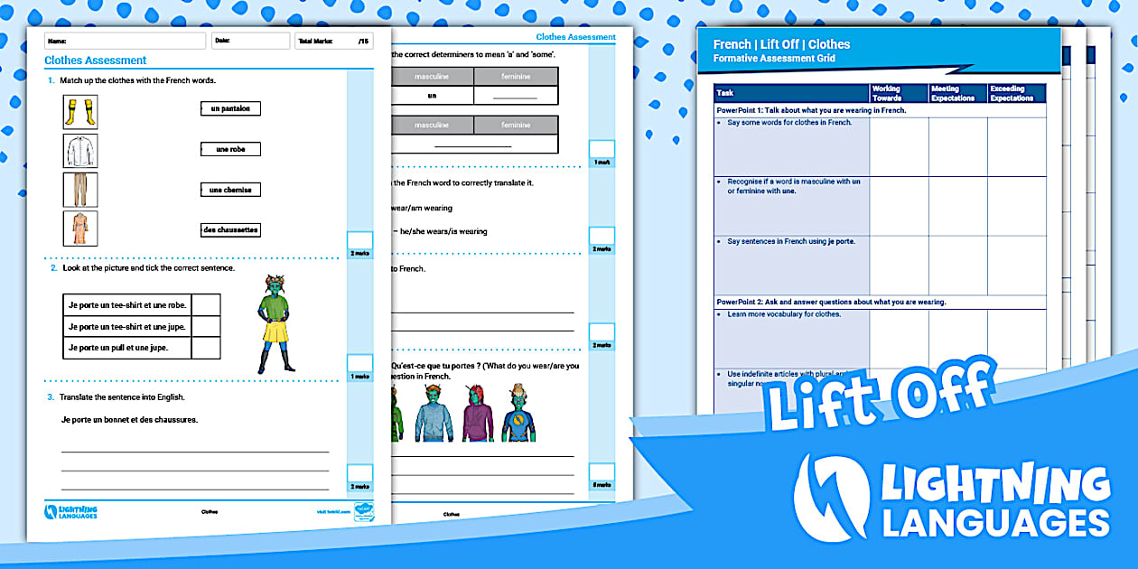 👉 French Clothes Assessment Test Pack