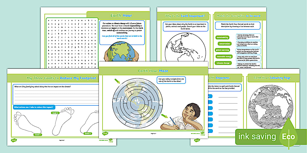 Earth Hour Activity Placemat (teacher made) - Twinkl