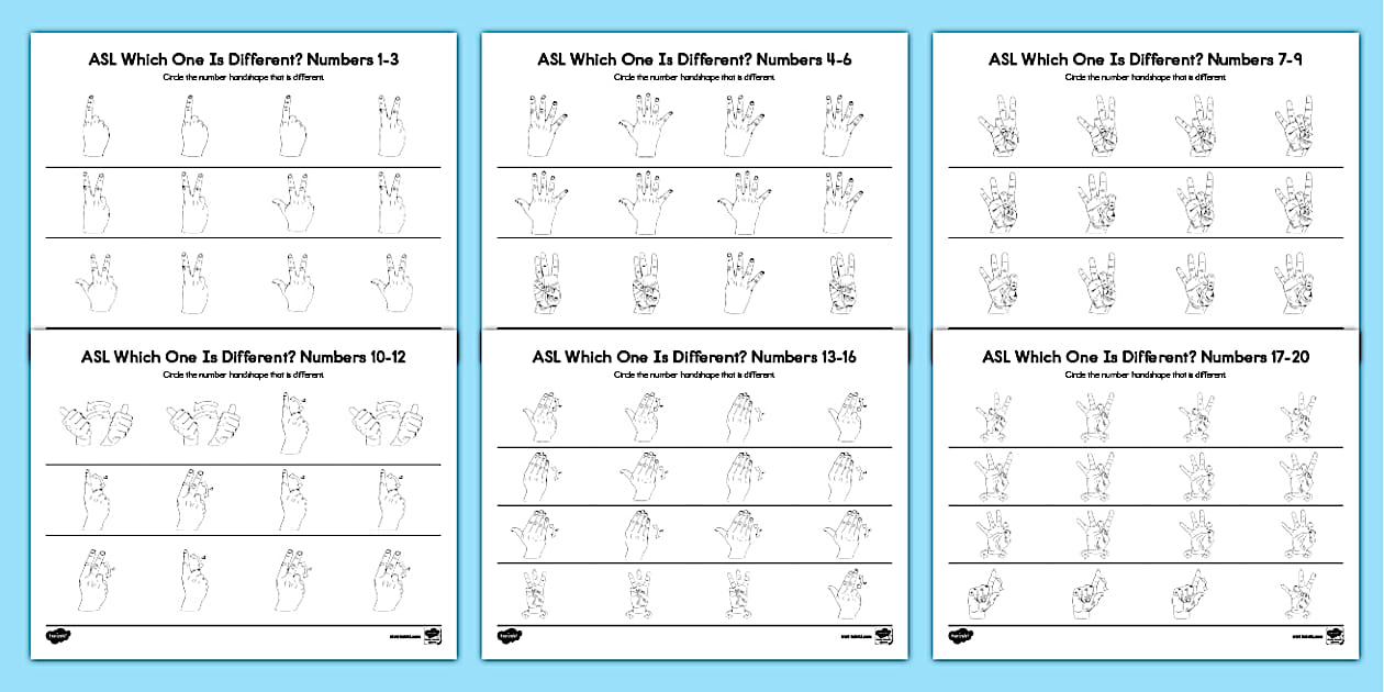 Fun ASL Number Worksheet Pack for Kids | Twinkl USA - Twinkl