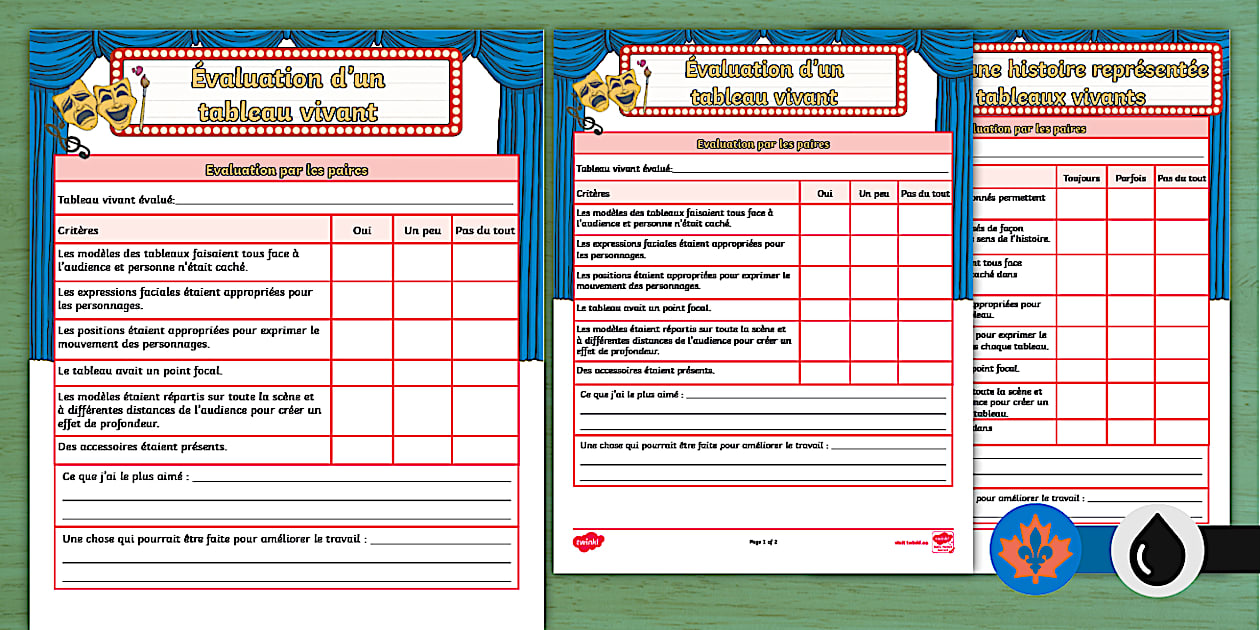 Peer Feedback Tableaux Vivants French (teacher made)