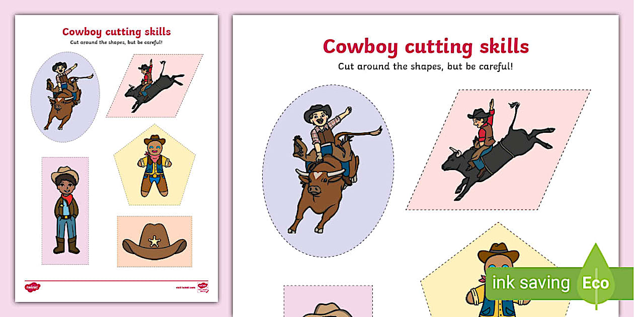 Cowboy Cutting Skills Activity (teacher made) - Twinkl