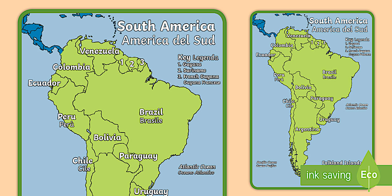 Geography Continents of the World South America Display Poster English ...