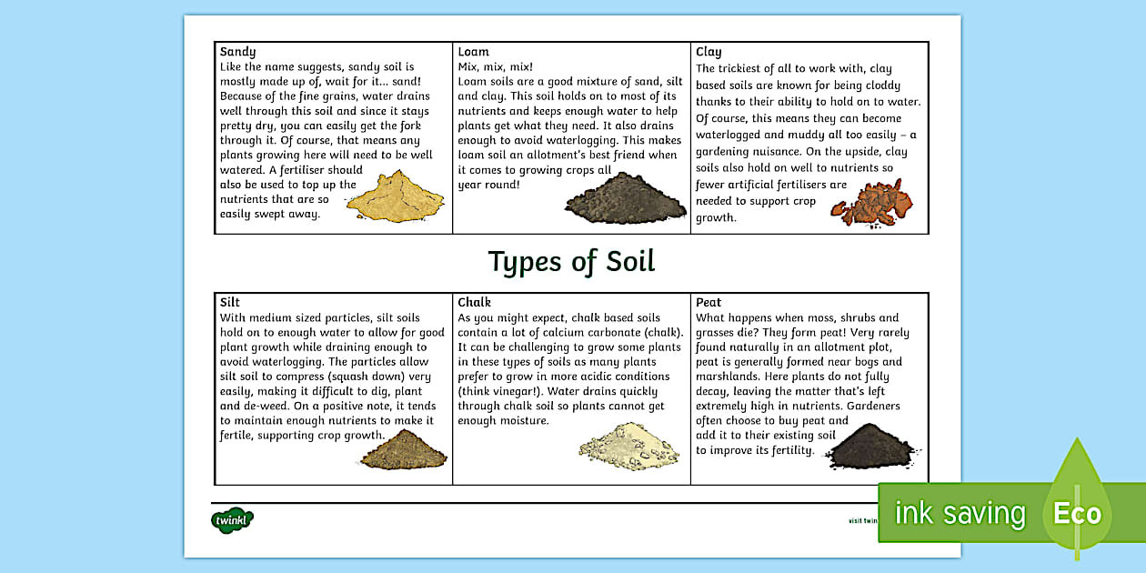 Editable Types of Soil Fact Sheet (teacher made) - Twinkl