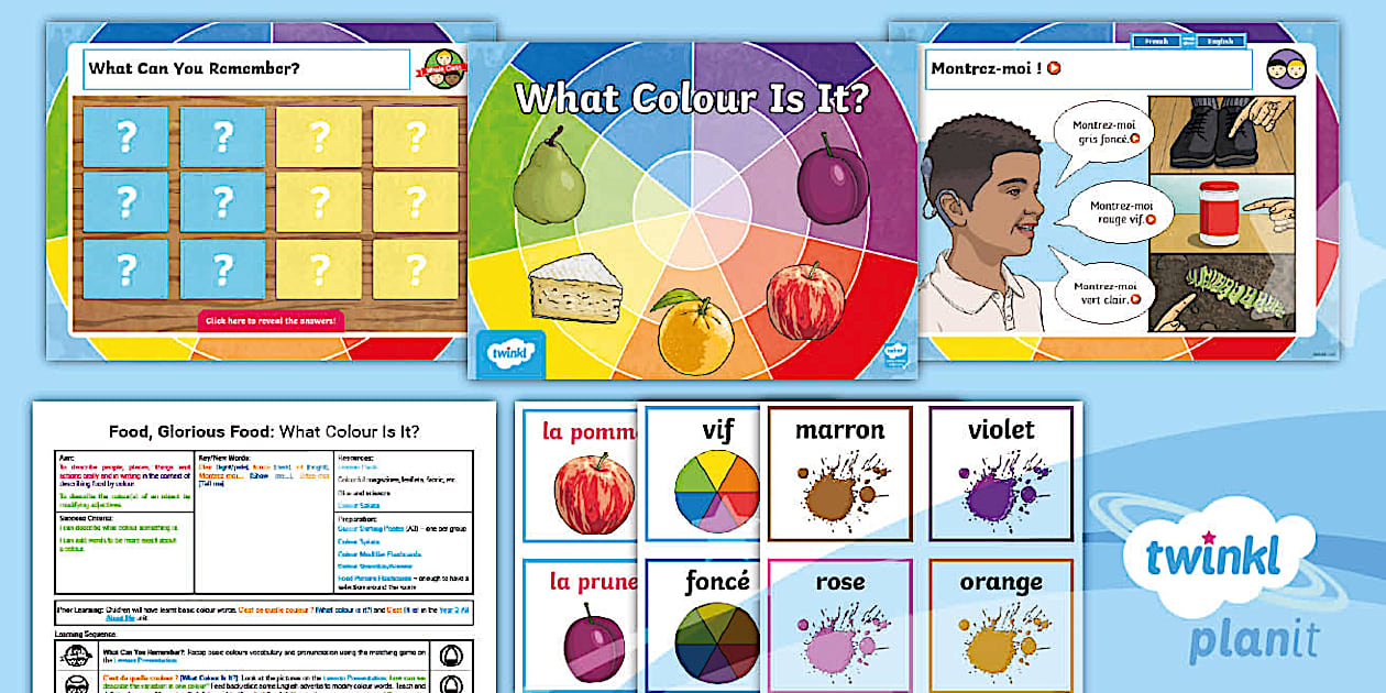 French: Food, Glorious Food!: What Colour Is It? Year 3 Lesson Pack 4