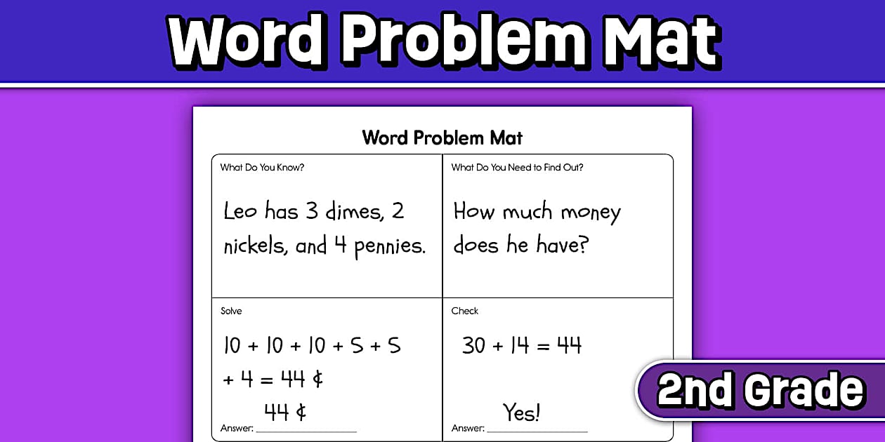 Second Grade Word Problem Mat