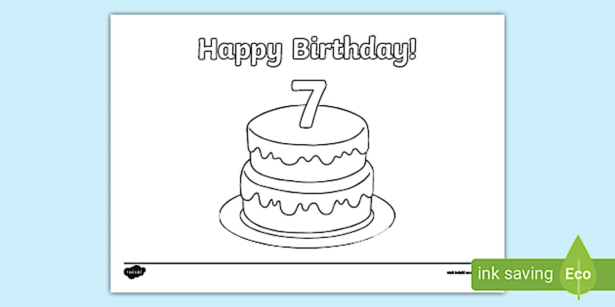 7th Birthday Colouring Page | Colouring Sheets | Twinkl