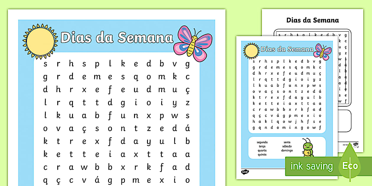 Sopa de Letras - Dias da Semana (teacher made) - Twinkl