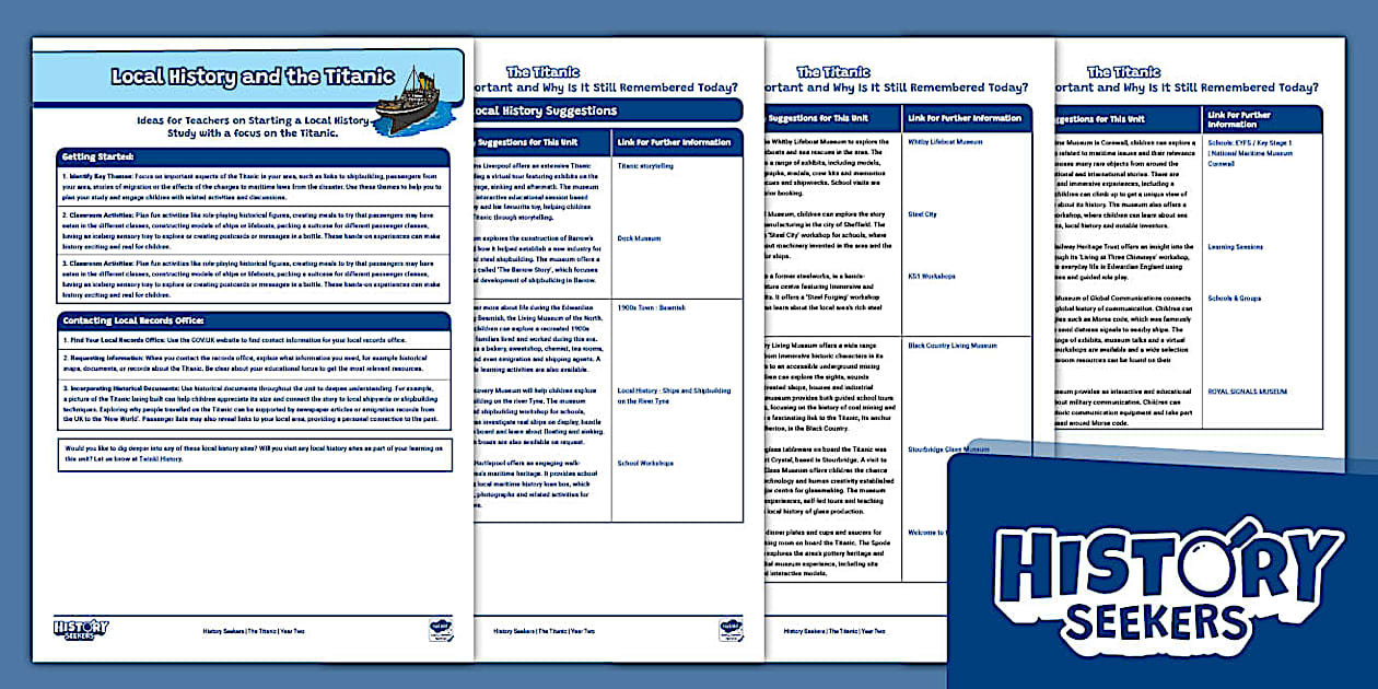 History Seekers: KS1: The Titanic Local History Guidance