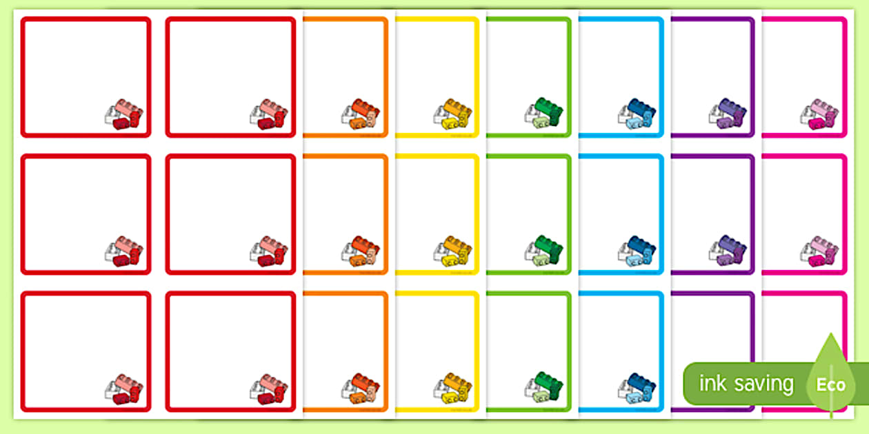 Editable Building Brick Themed Square Peg Labels - Twinkl