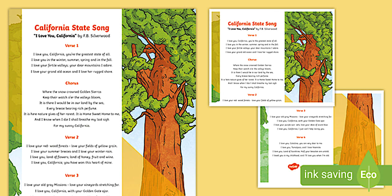 California State Song Poster (teacher made) - Twinkl