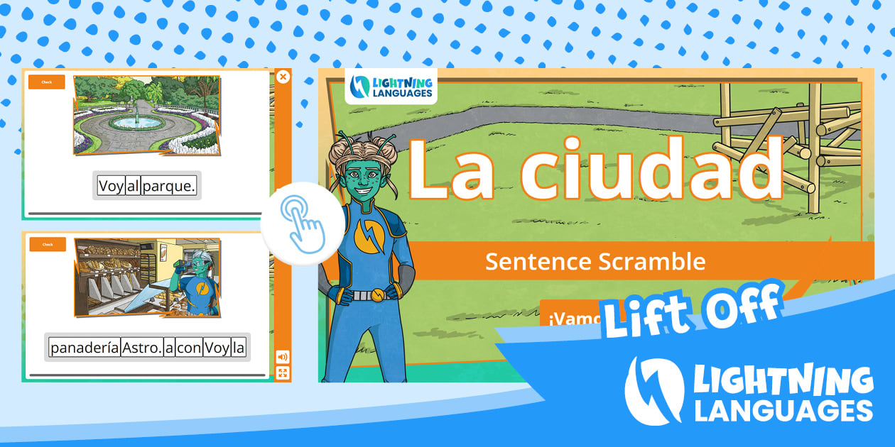 👉 Spanish Sentence Scramble Game - Town Interactive