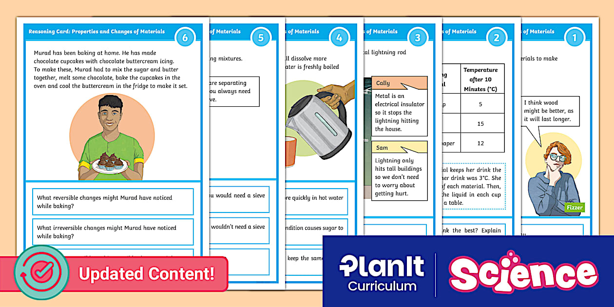 Science: Properties and Changes of Materials: Y5 Reasoning Cards