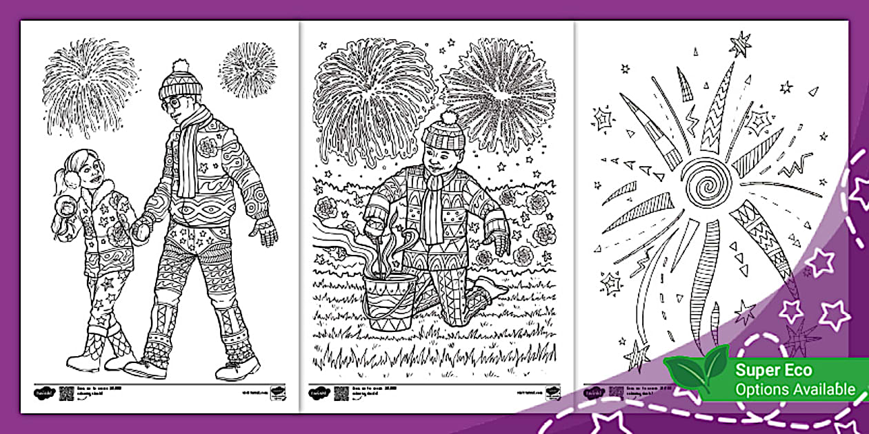 Fireworks Mindfulness Colouring Pages