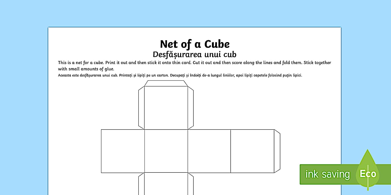 Net of a Cube - English/Romanian (teacher made) - Twinkl