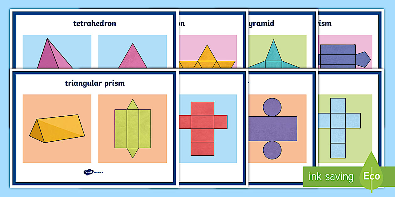 3D Shapes and their Nets Display Posters (Teacher-Made)