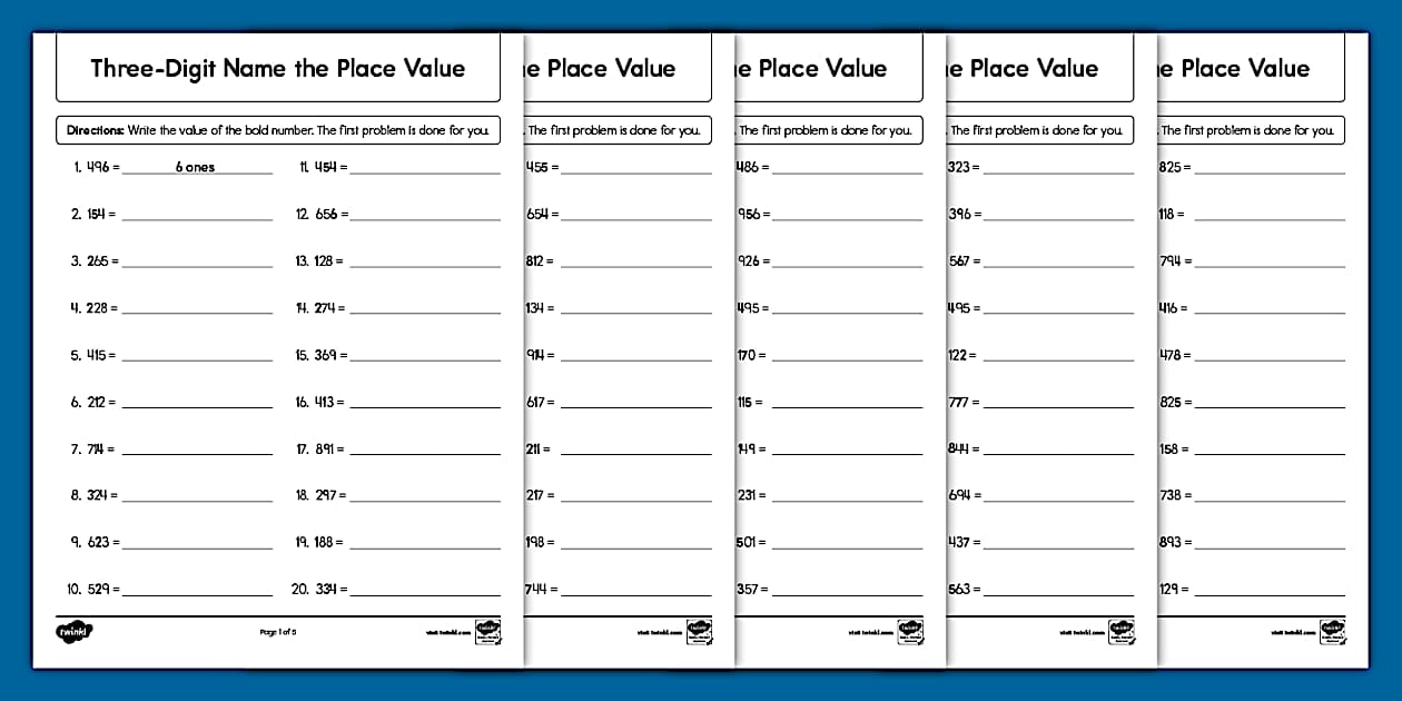 Second Grade 3-Digit Name the Place Value (Teacher-Made)