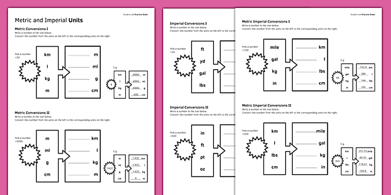 KS3_KS4 Maths Student-Led Practice Sheets Metric and Imperial Units