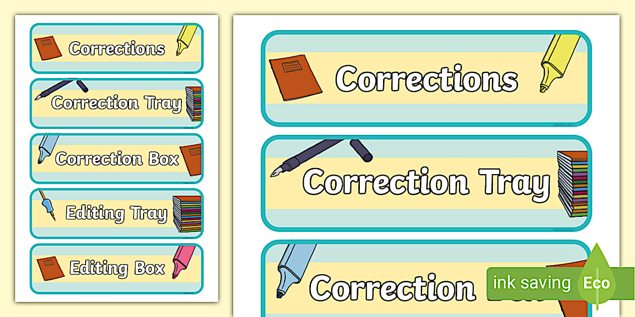 Corrections Tray Labels (teacher made) - Twinkl