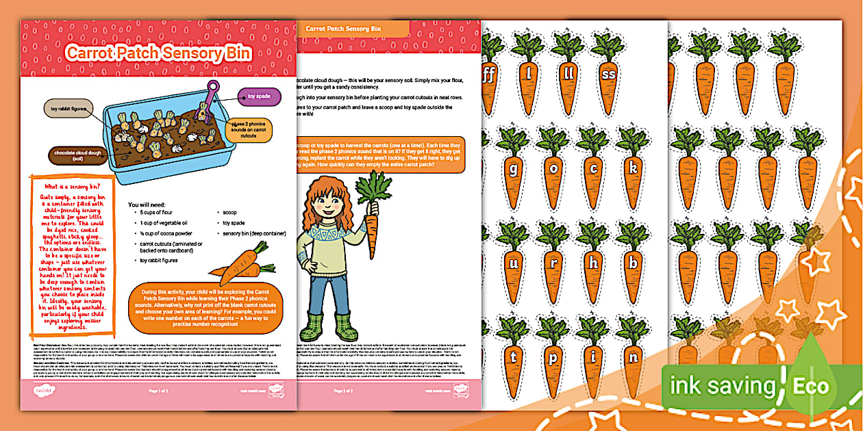 Carrot Patch Sensory Bin Ages 3–5 (teacher made) - Twinkl