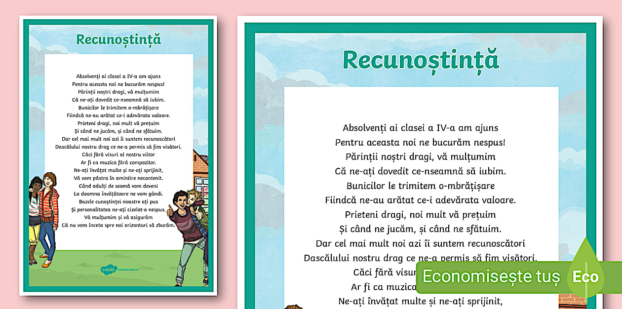 La revedere Clasa 4/IV Versuri - Poezie sfârșit de an Twinkl